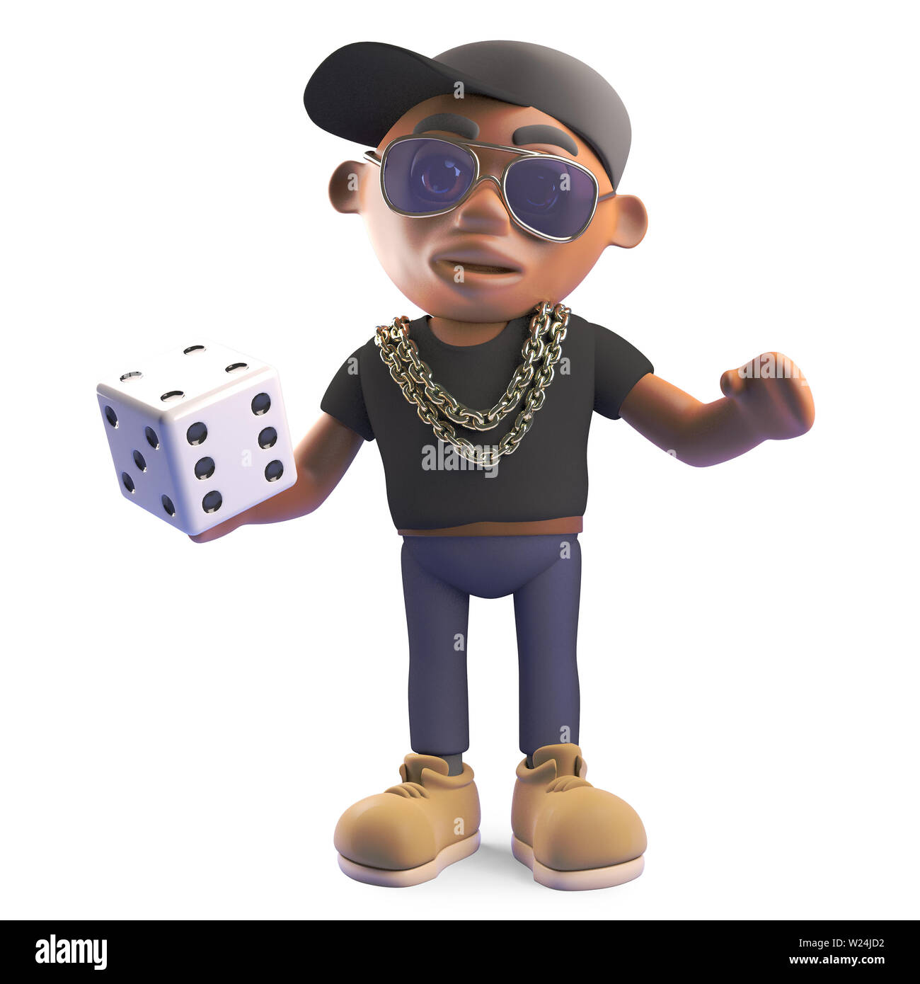 Lucky black hiphop rap artist in baseball cap about to throw the dice ...
