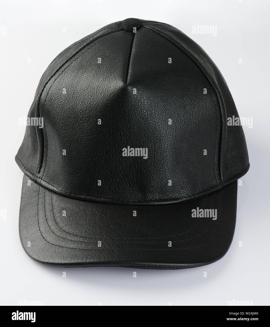 Black leather cap front view isolated on studio background Stock Photo ...
