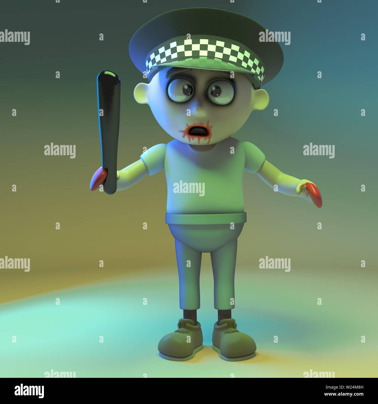 Undead zombie monster police officer, 3d illustration render Stock ...