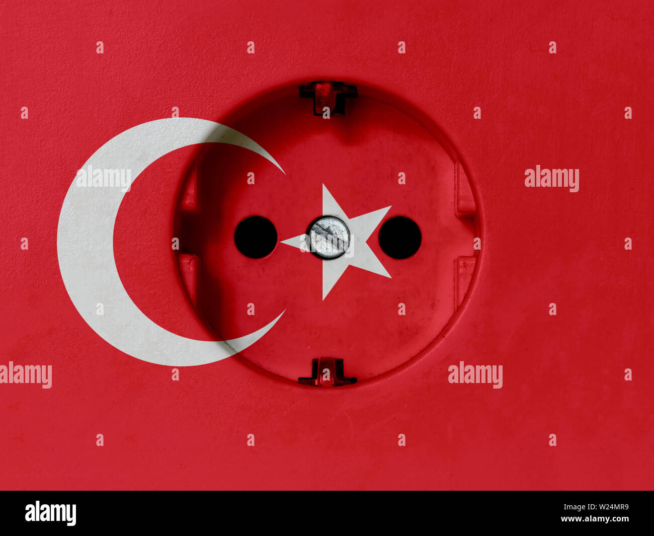 Electricity Concept: Dirty Type F Power Socket With Turkey Flag Stock ...