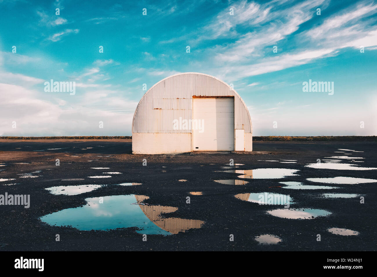 Warehouse hangar in the fish harbour Akranes, Iceland Stock Photo - Alamy