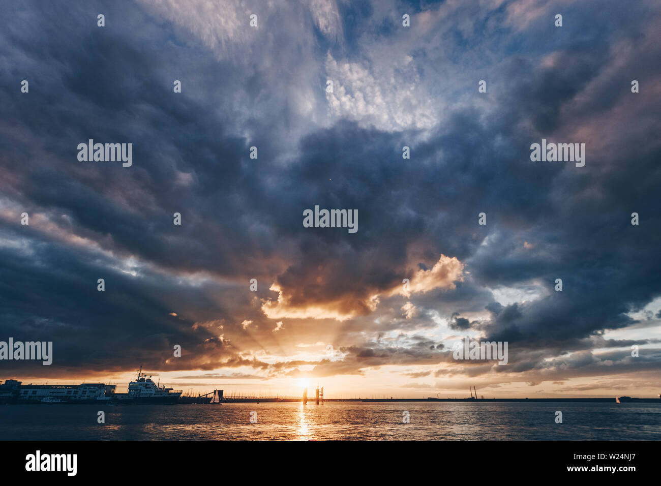 Spectacular sunset at sea over Dublin Bay Stock Photo - Alamy