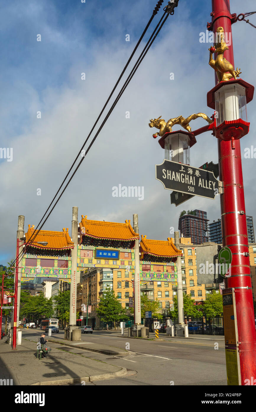 Canada, British Columbia, Vancouver, Chinatown, Millennium Gate, dragon ...