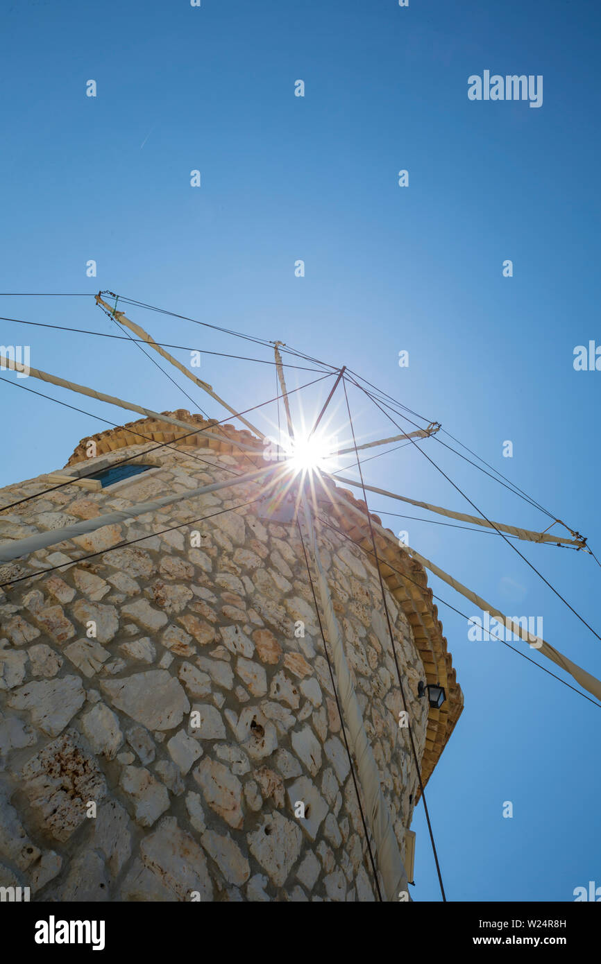Old stone Greek windmill in sun. Zakynthos - Zante - Island Stock Photo ...