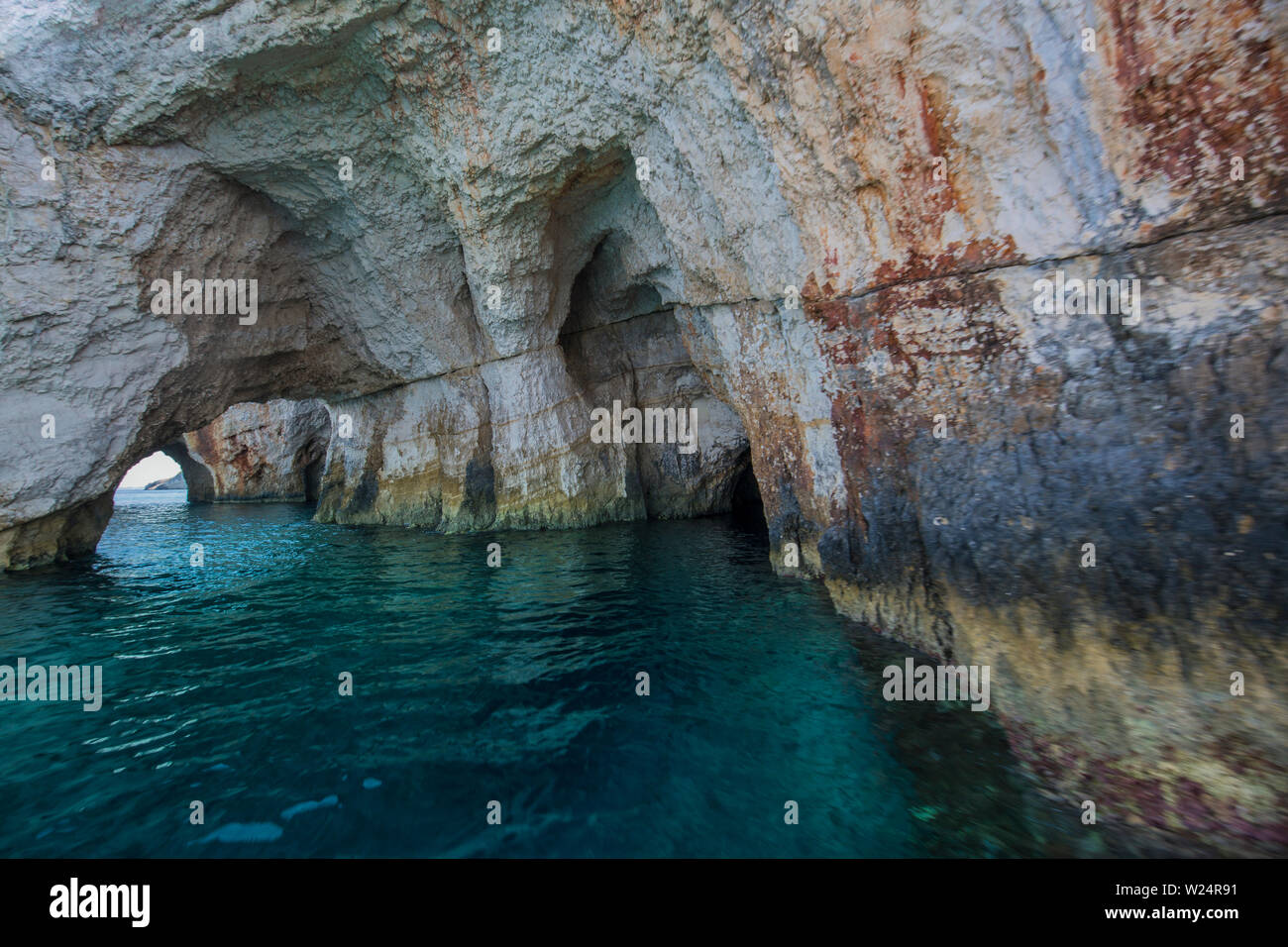 Famous blue caves at Zante island (Zakynthos), Greece, Europe Stock ...