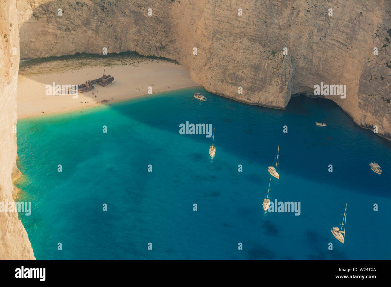 Famous shipwreck on Navagio Beach, Zakynthos - Zante, Greece Stock ...