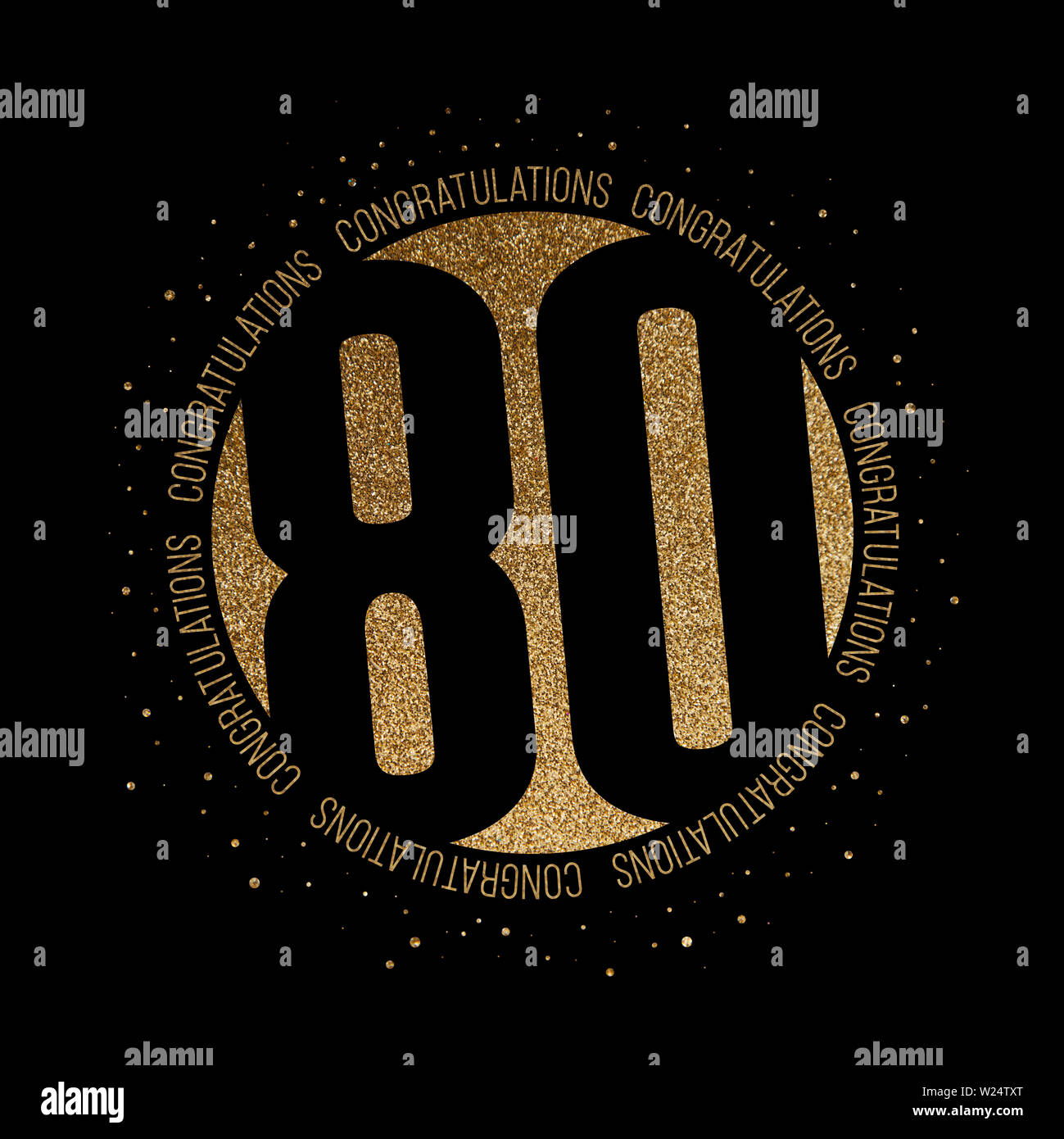 Congratulations number 80 birthday anniversary glitter circle design ...