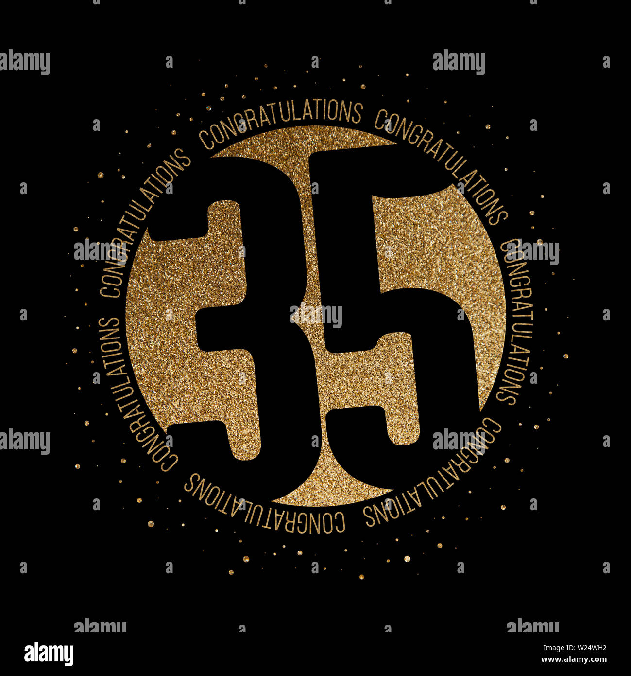 Congratulations number 35 birthday anniversary glitter circle design ...
