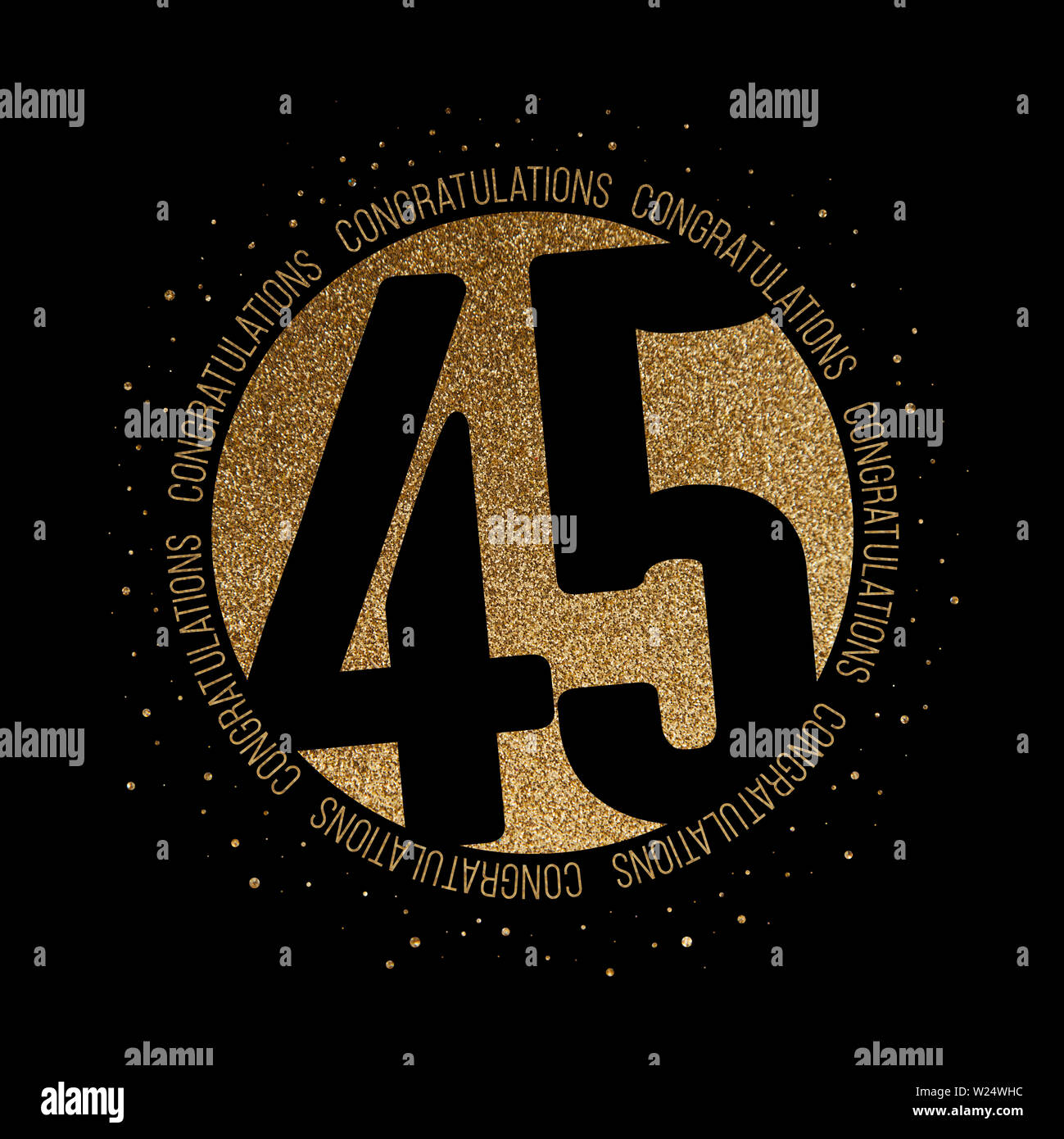 Happy 45th birthday greeting golden hi-res stock photography and images ...