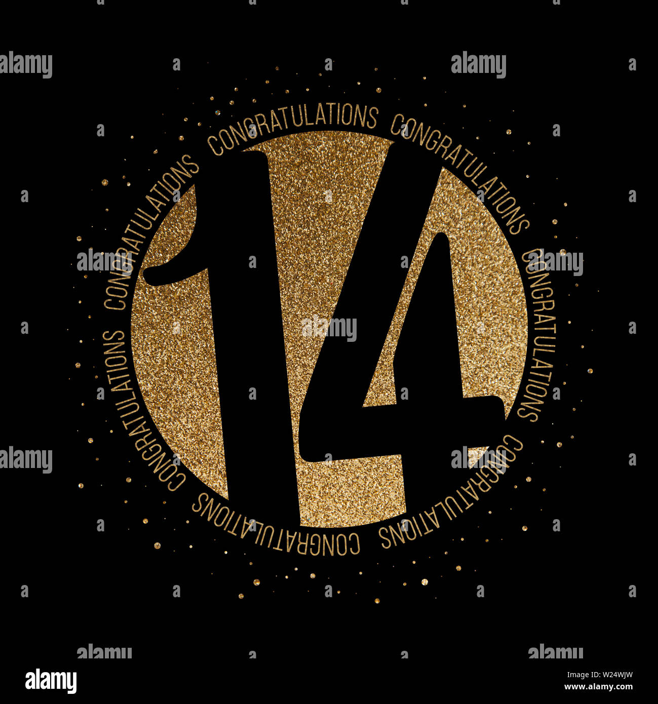 Congratulations number 14 birthday anniversary glitter circle design ...