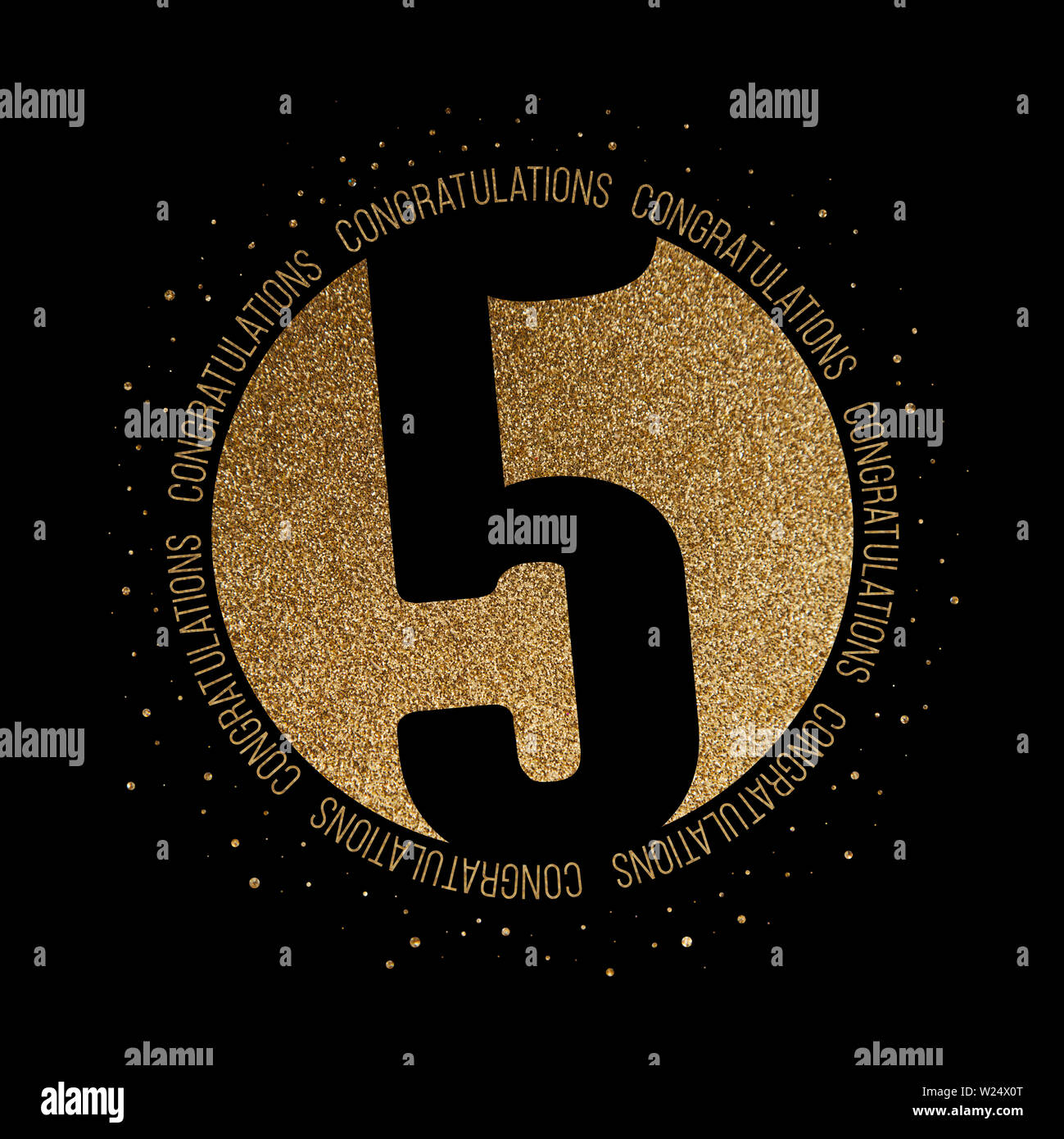 Congratulations number 5 birthday anniversary glitter circle design ...