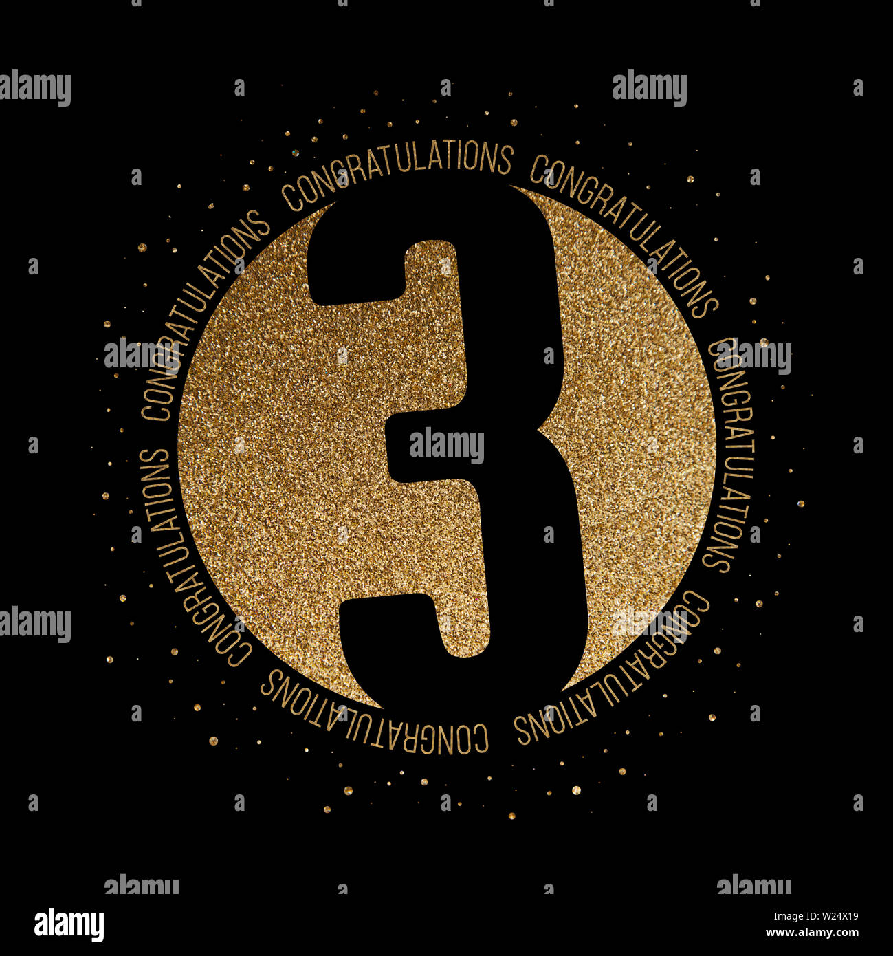 Congratulations number 3 birthday anniversary glitter circle design ...