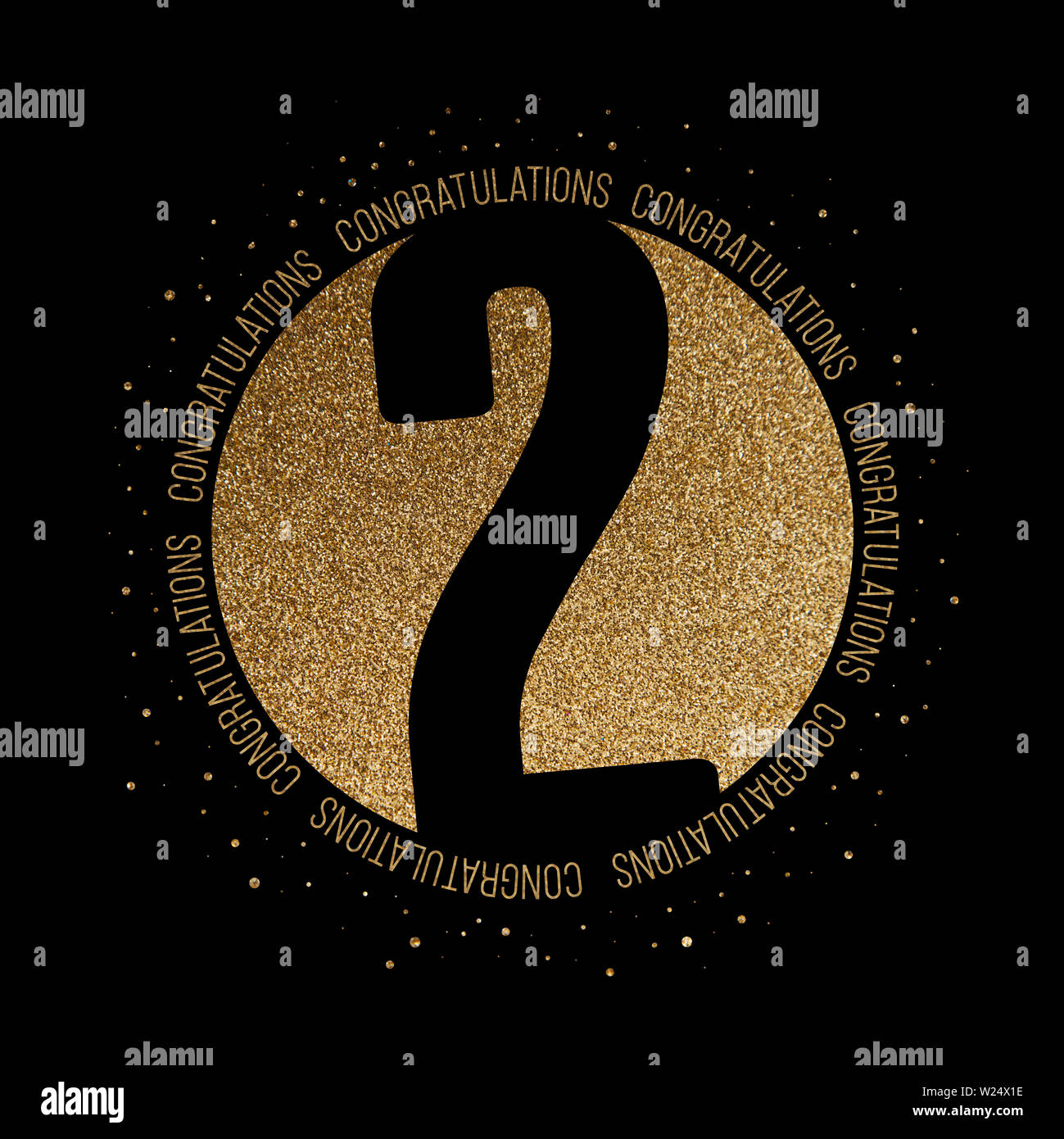 Congratulations number 2 birthday anniversary glitter circle design ...