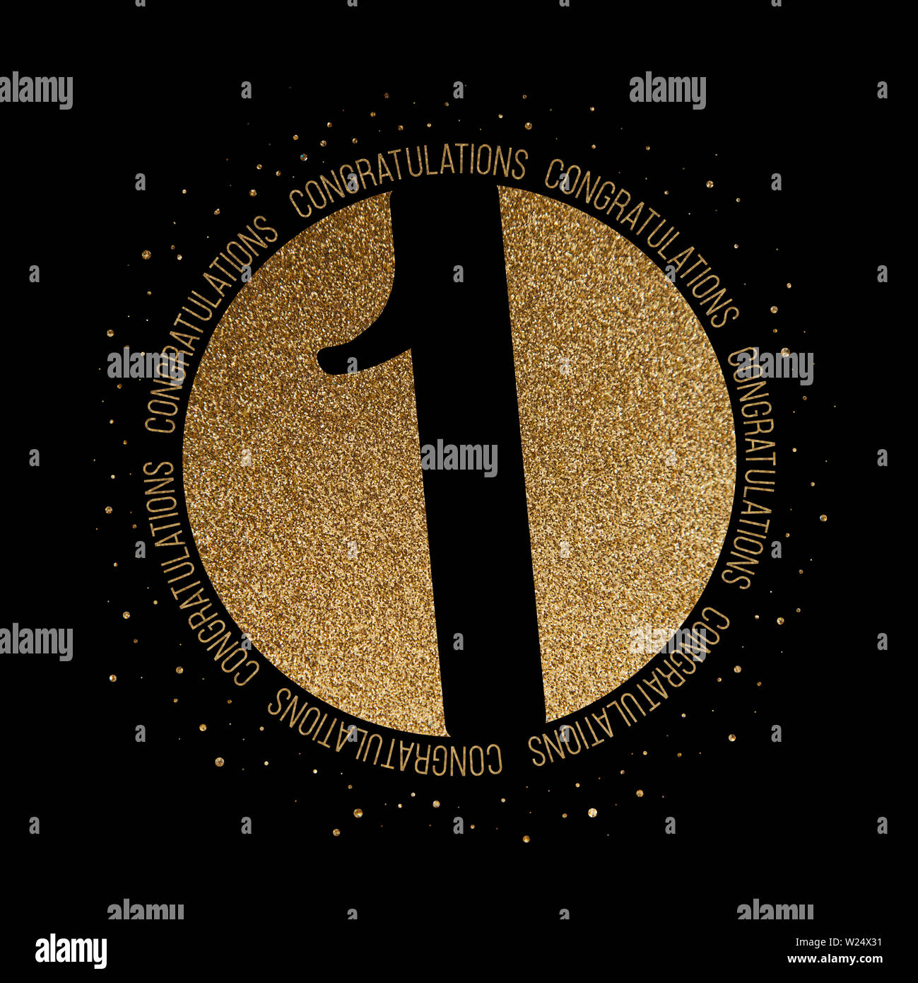 Congratulations number 1 birthday anniversary glitter circle design ...