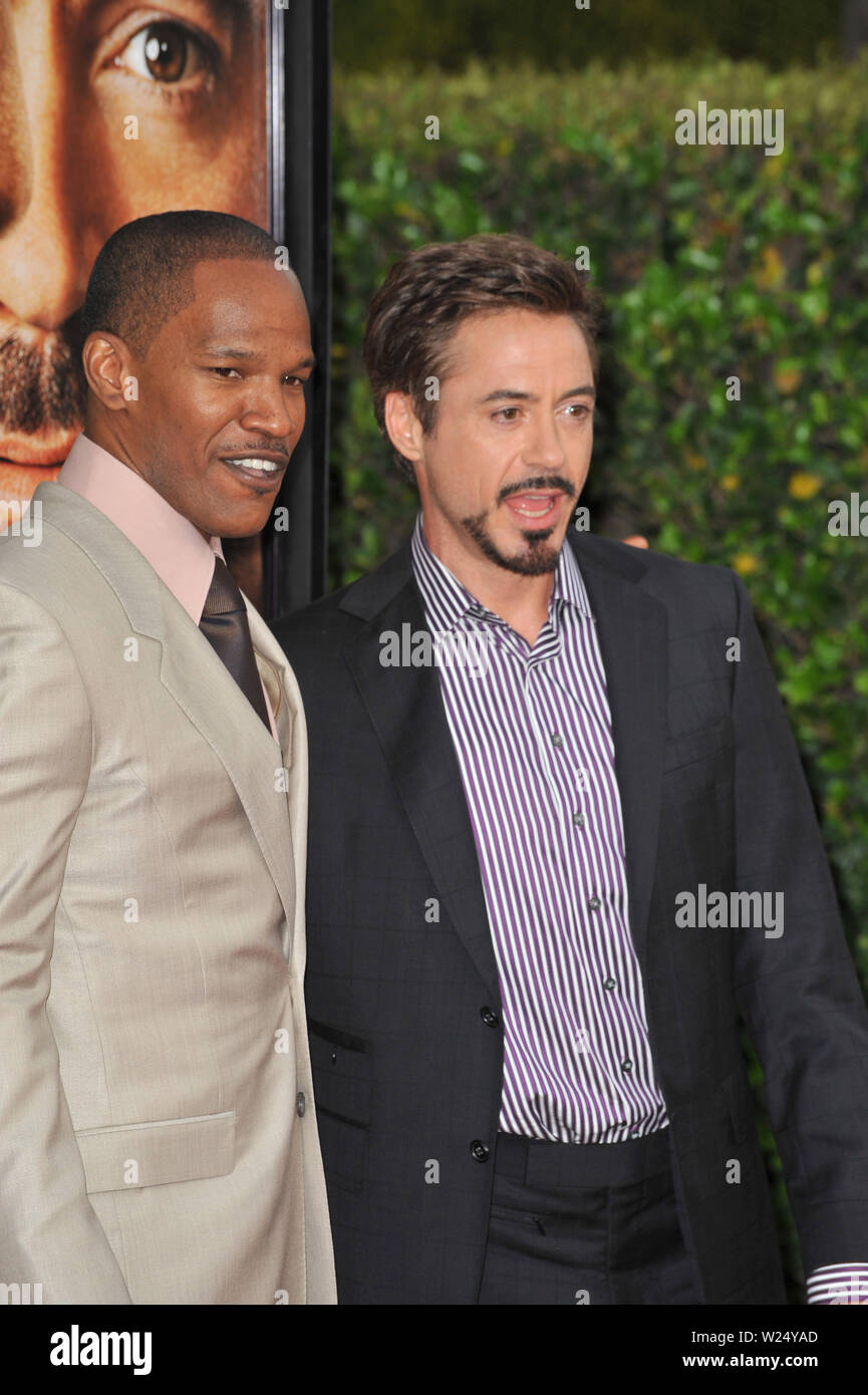 LOS ANGELES, CA. April 20, 2009: Jamie Foxx & Robert Downey Jr at the ...