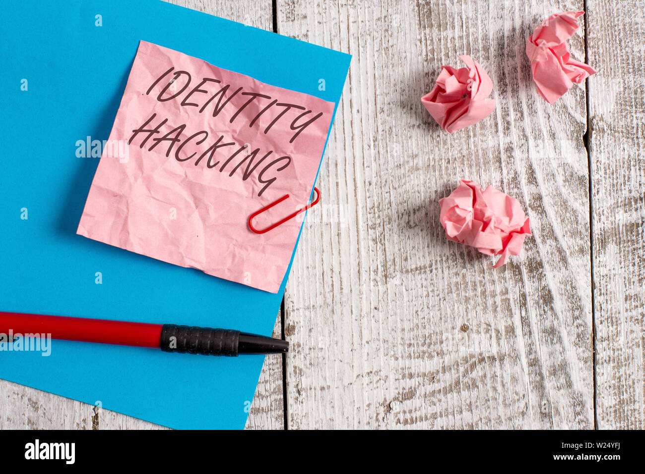 Handwriting text writing Identity Hacking. Conceptual photo criminal ...