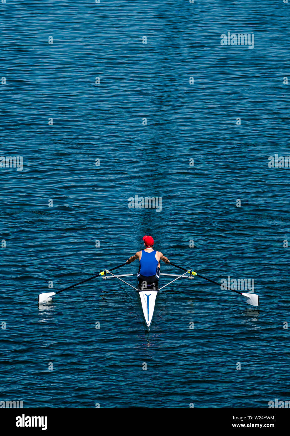 Single Rower In Racing Boat Stock Photo - Alamy