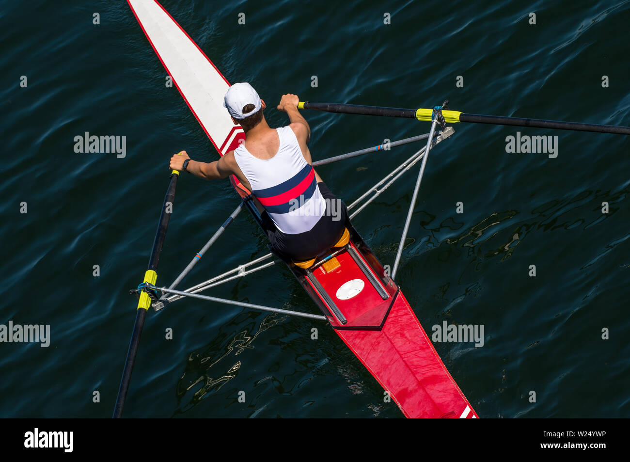 Single Rower In Racing Boat Stock Photo - Alamy