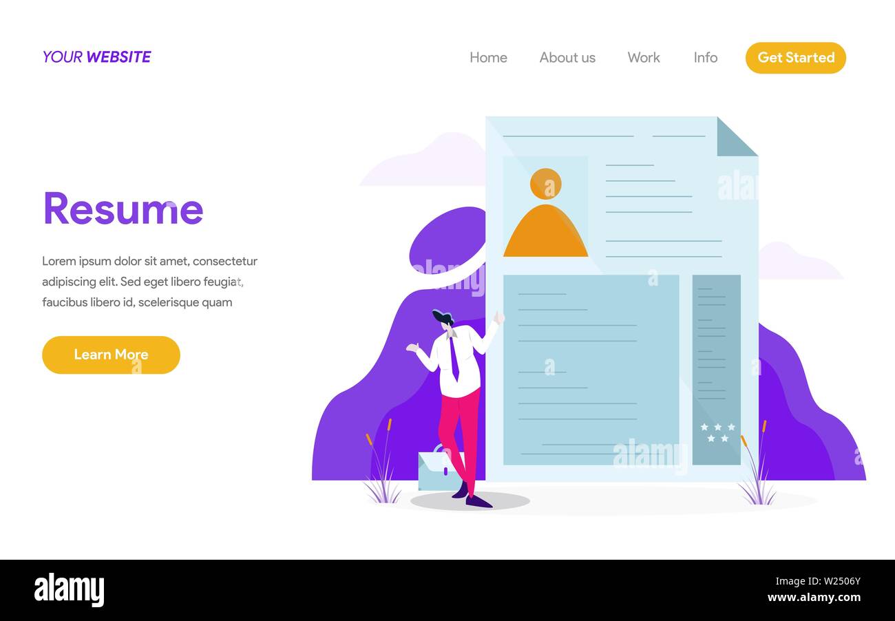 Landing page template of Resume Illustration Concept. Modern flat ...
