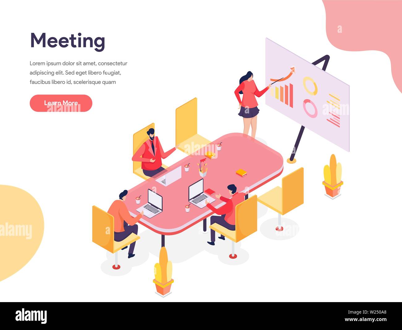 Meeting Room Isometric Illustration Concept. Isometric design concept ...