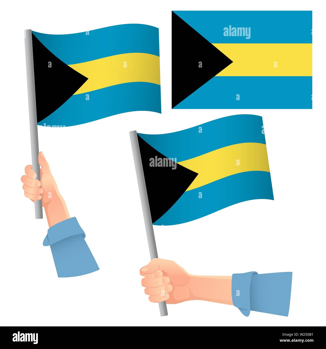 Bahamas flag in hand. Patriotic background. National flag of Bahamas ...
