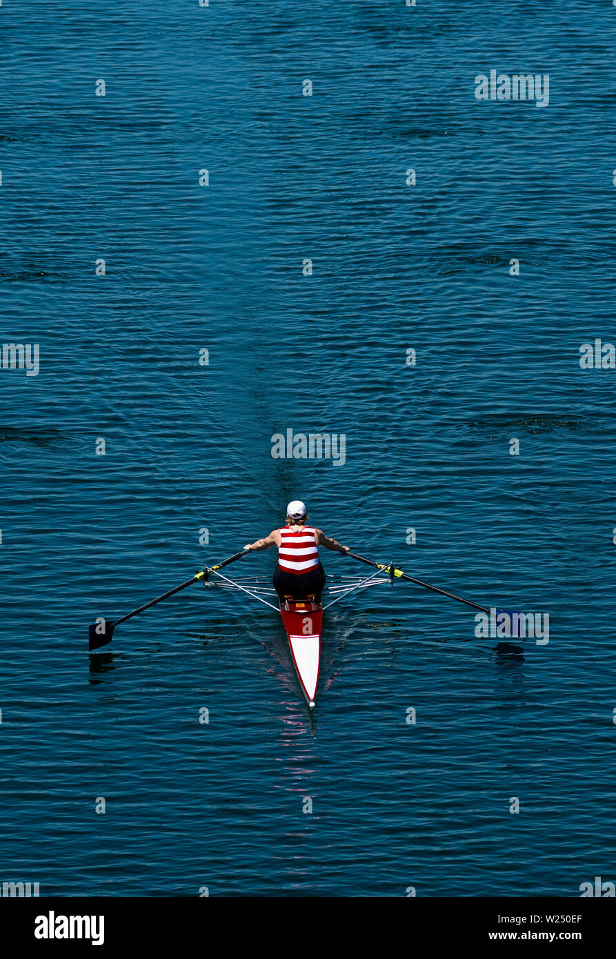 Single Rower In Racing Boat Stock Photo - Alamy