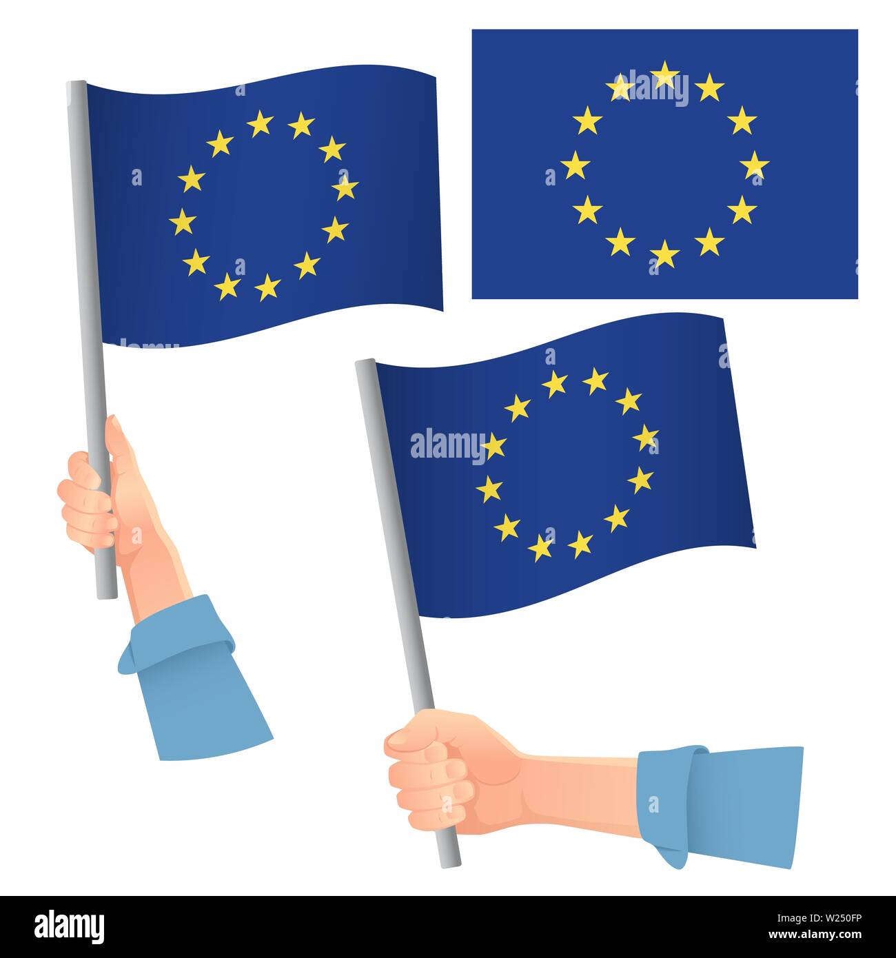 EU flag in hand. Patriotic background. Europe flag illustration Stock ...