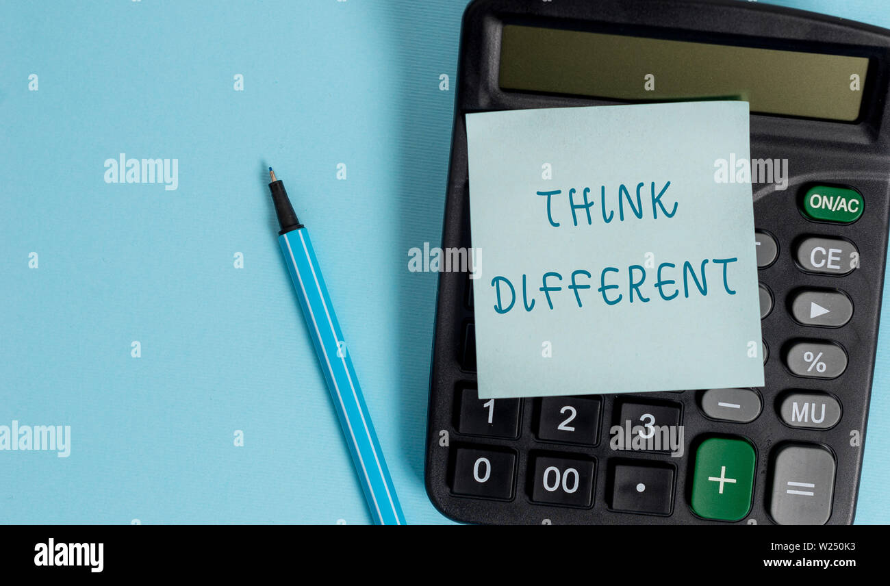 Conceptual hand writing showing Think Different. Concept meaning be ...