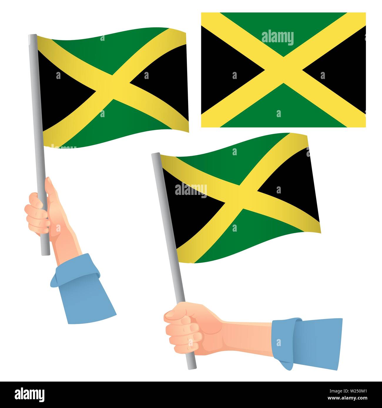 Jamaica flag in hand. Patriotic background. National flag of Jamaica ...