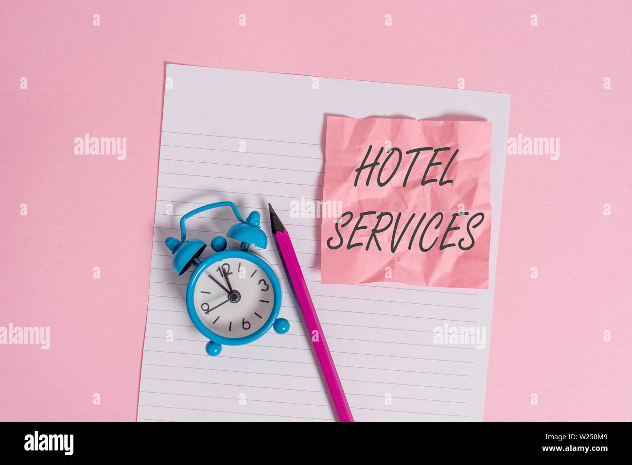 Writing note showing Hotel Services. Business concept for Facilities ...