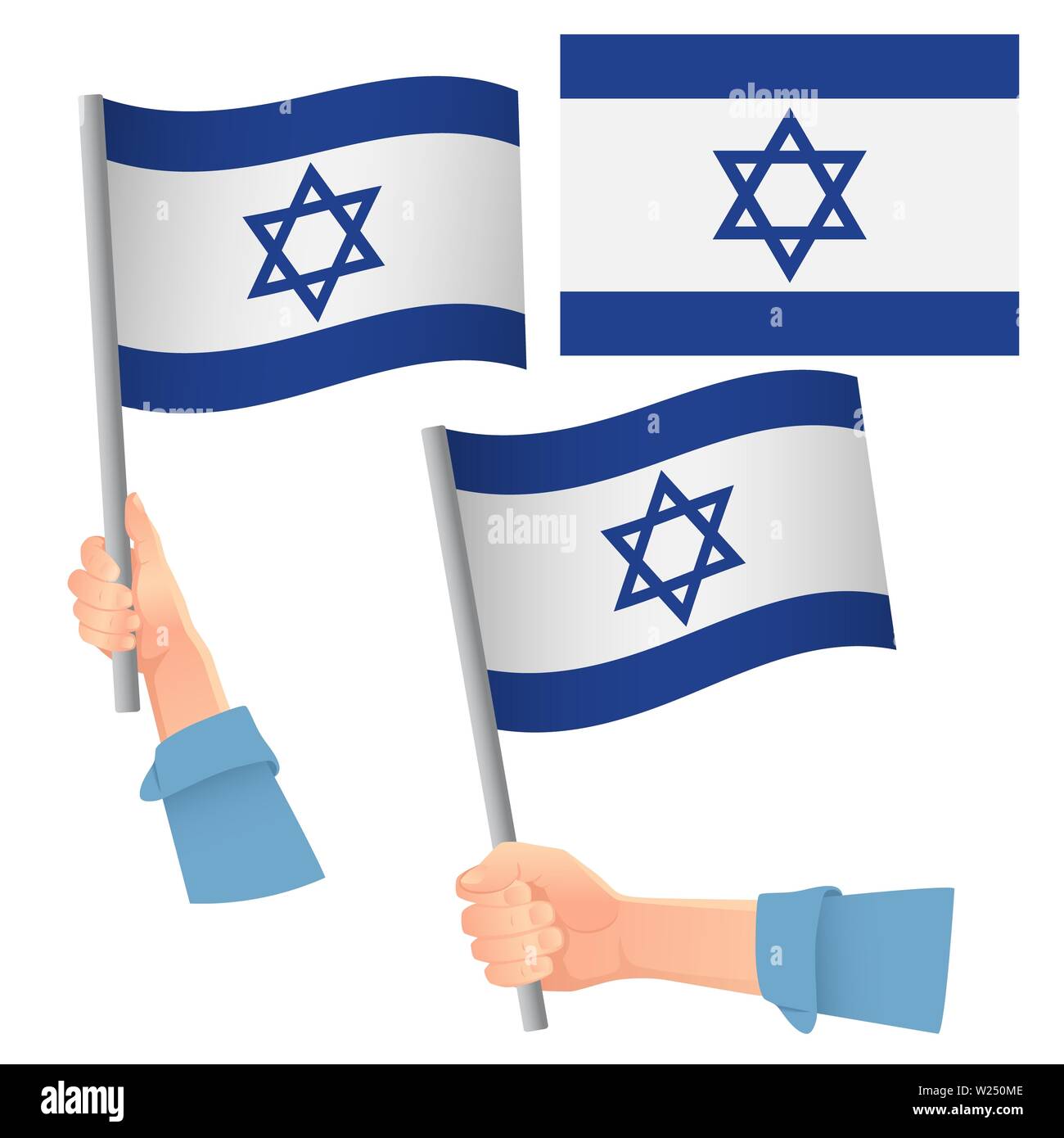 Israel flag in hand. Patriotic background. National flag of Israel ...