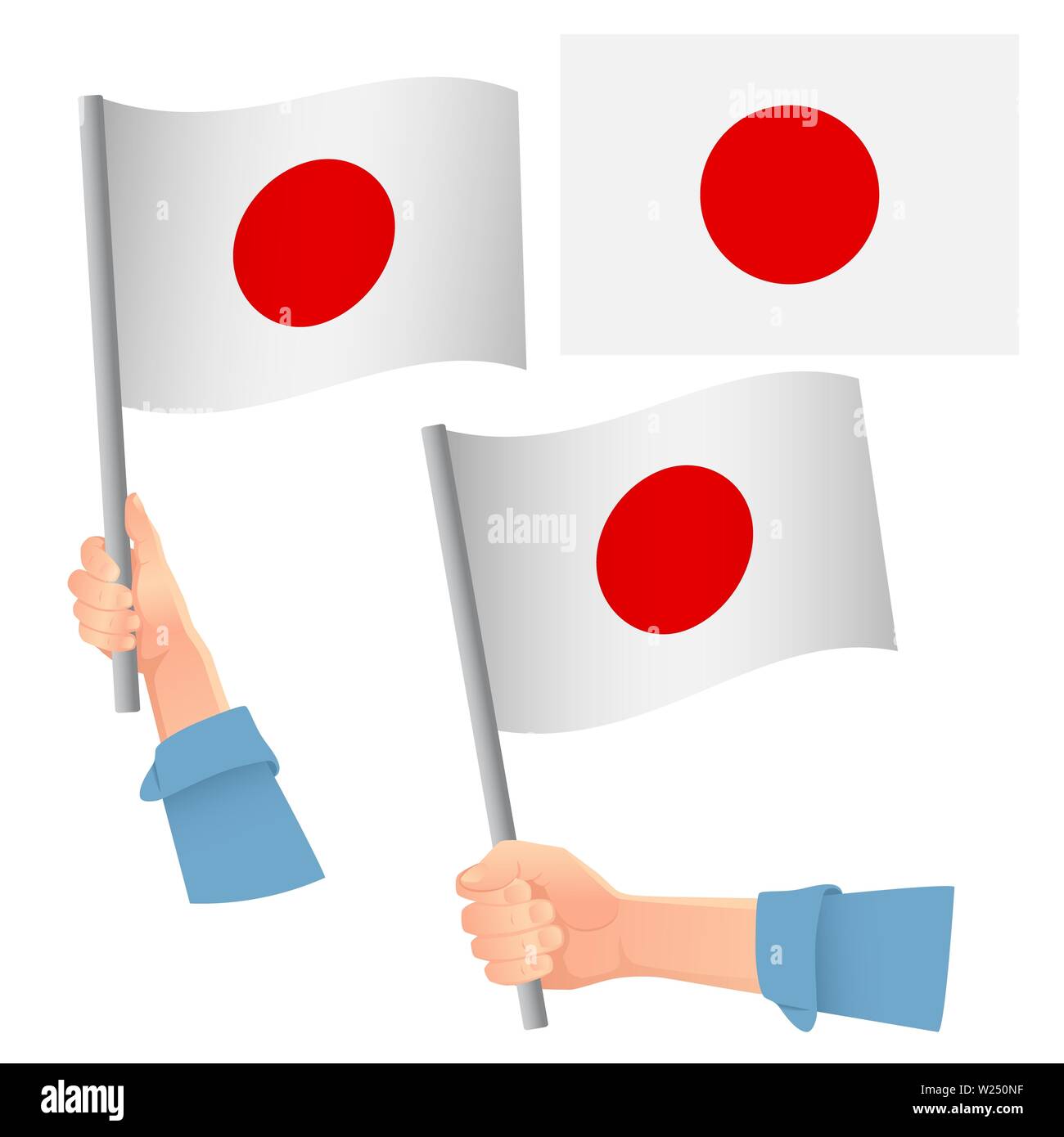 Japan flag in hand. Patriotic background. National flag of Japan ...