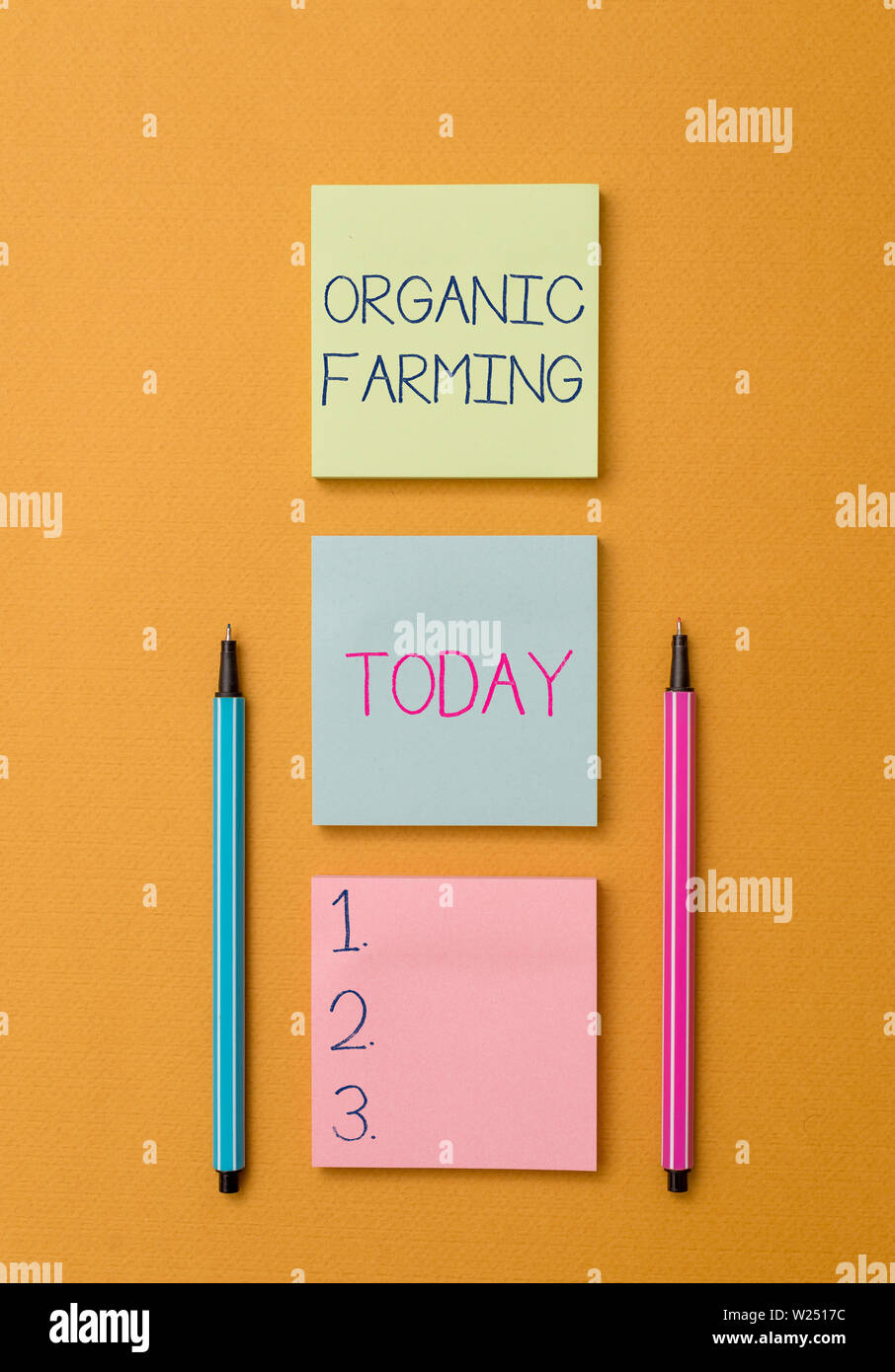 Writing note showing Organic Farming. Business concept for an ...