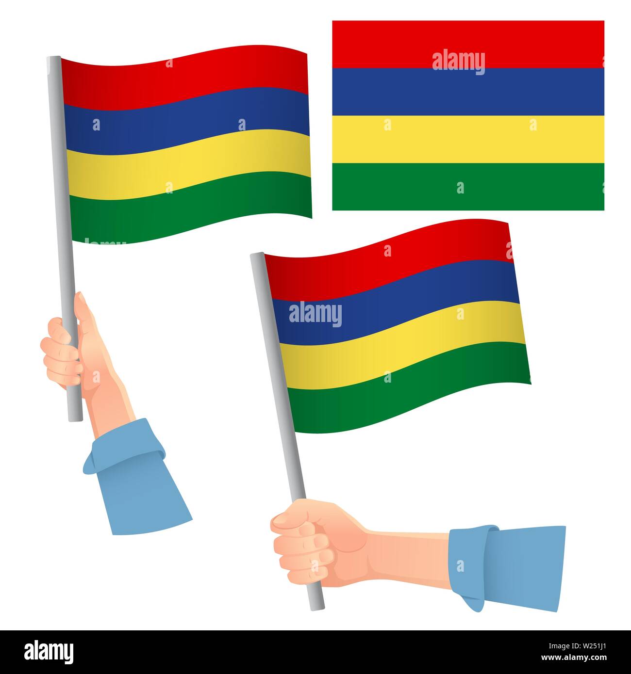 Mauritius flag in hand. Patriotic background. National flag of ...