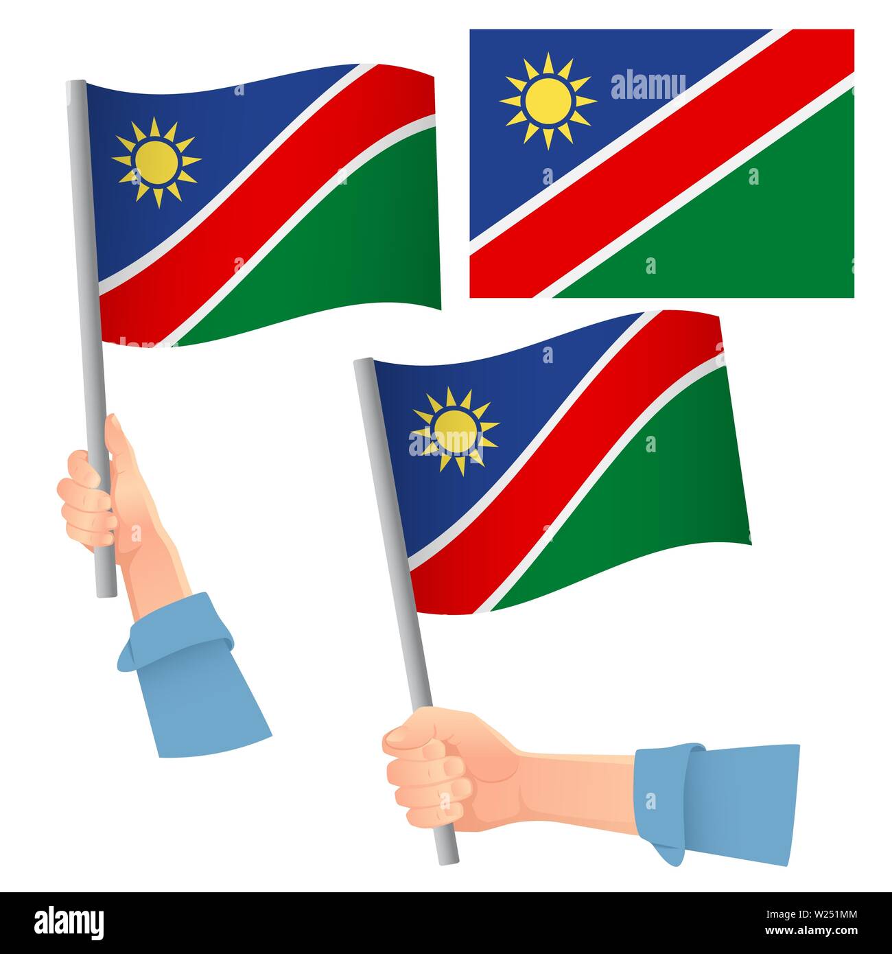 Namibia flag in hand. Patriotic background. National flag of Namibia ...