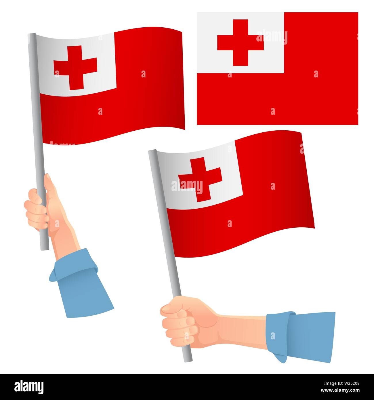 Tonga flag in hand. Patriotic background. National flag of Tonga ...