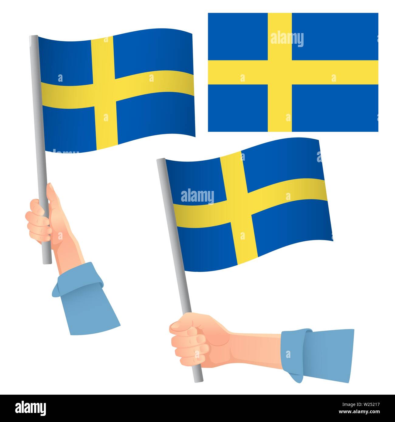 Sweden flag in hand. Patriotic background. National flag of Sweden ...