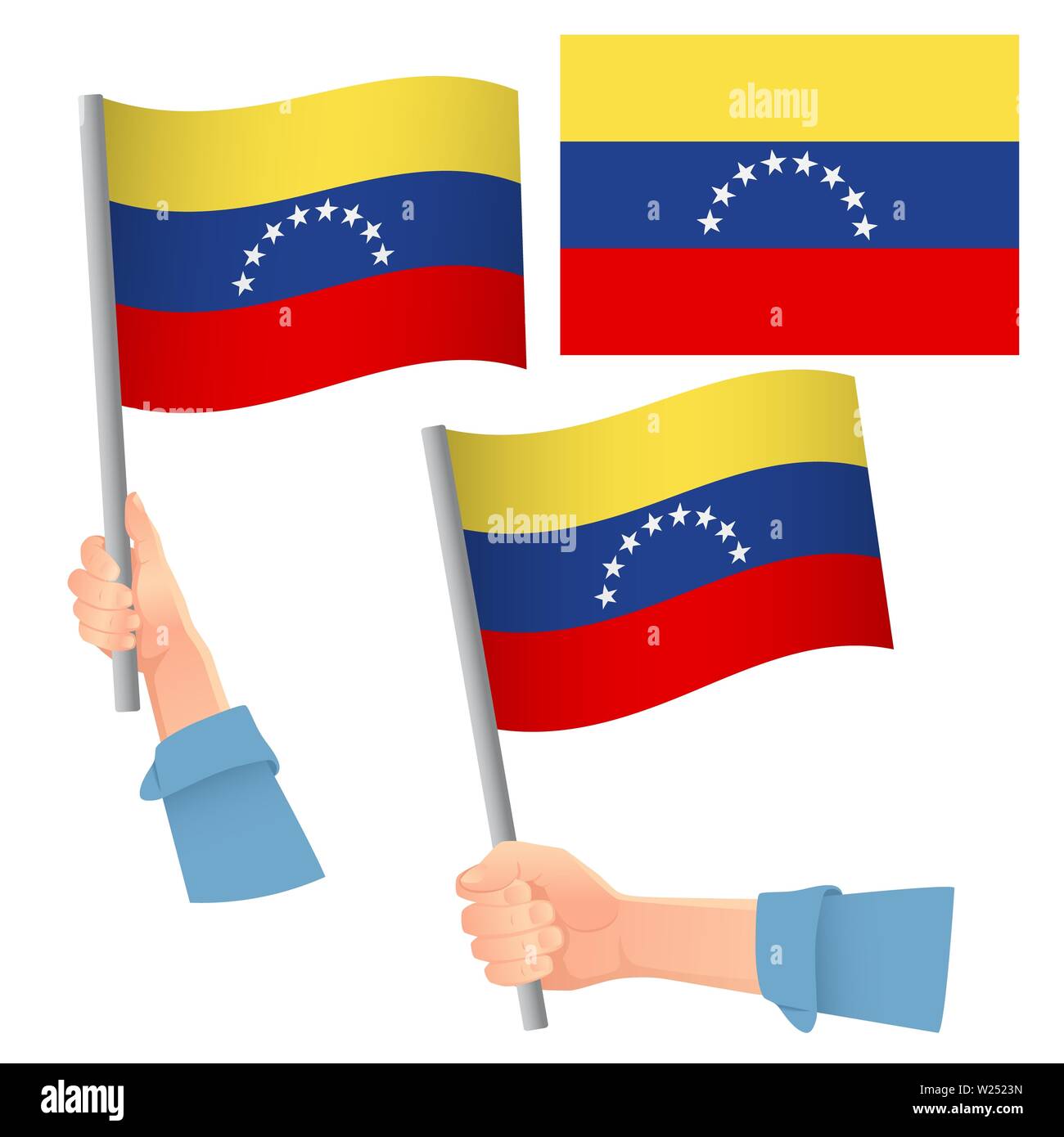 Venezuela flag in hand. Patriotic background. National flag of ...