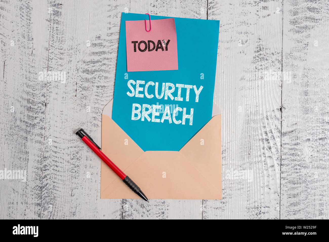 Text sign showing Security Breach. Business photo text incident that ...