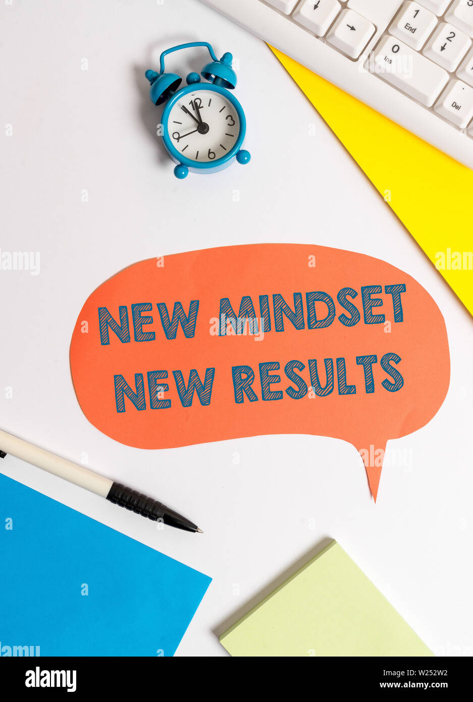 Writing note showing New Mindset New Results. Business concept for ...