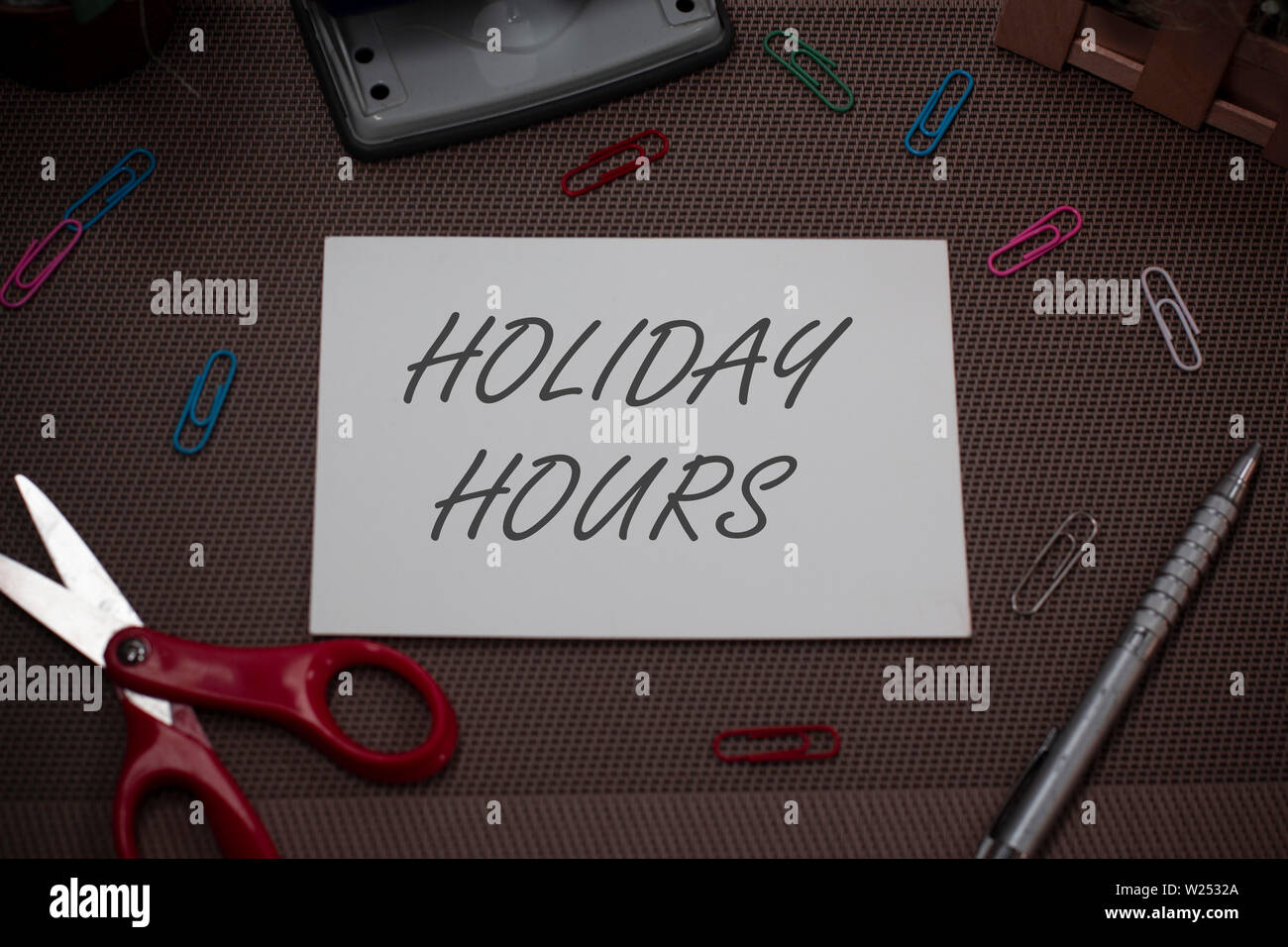 Handwriting text writing Holiday Hours. Conceptual photo employee ...