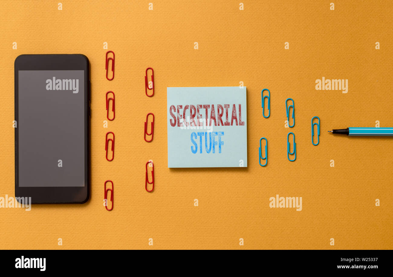 Text sign showing Secretarial Stuff. Business photo text Secretary ...
