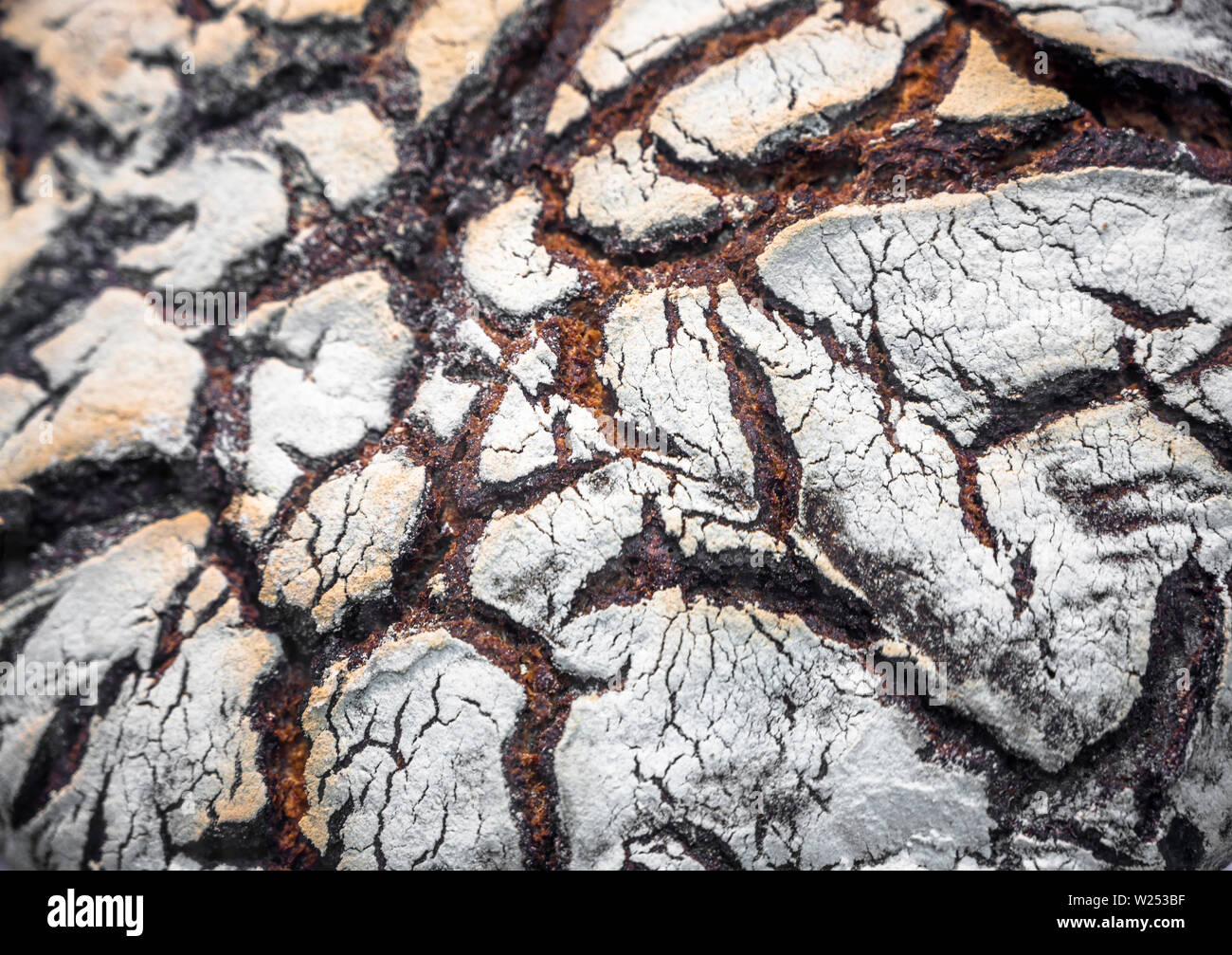Natural organic tasty and healthy bread made of dark rye flour with ...