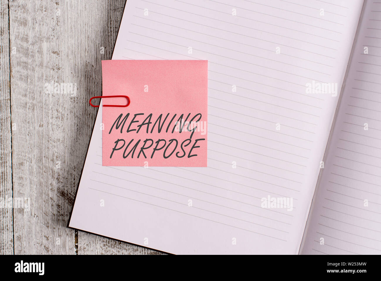Writing note showing Meaning Purpose. Business concept for The reason ...