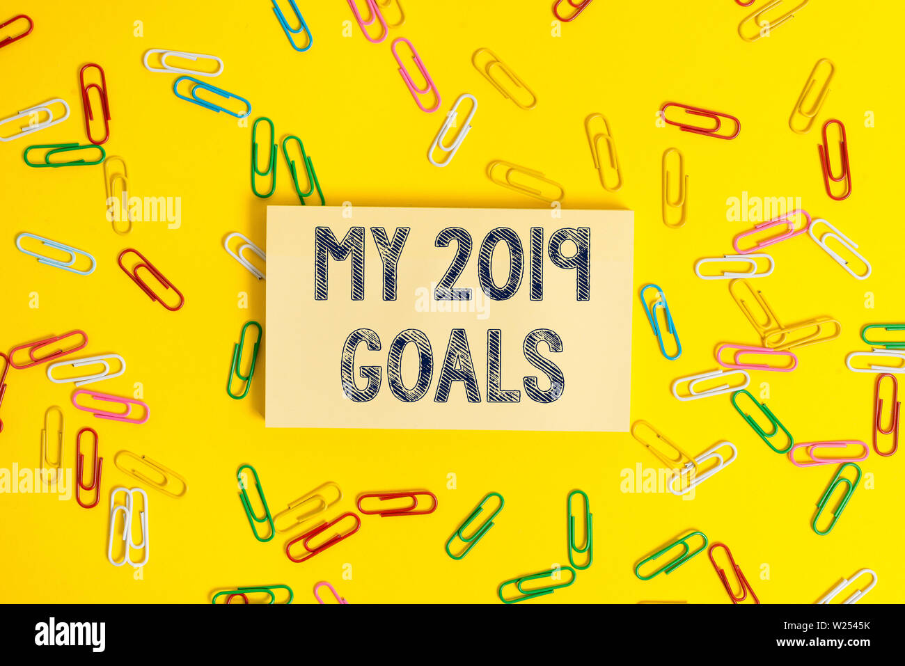 Text sign showing My 2019 Goals. Business photo showcasing setting up ...