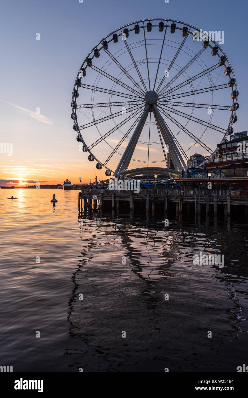 The Seattle Great Wheel is a Ferris wheel on the waterfront at Pier 57 ...
