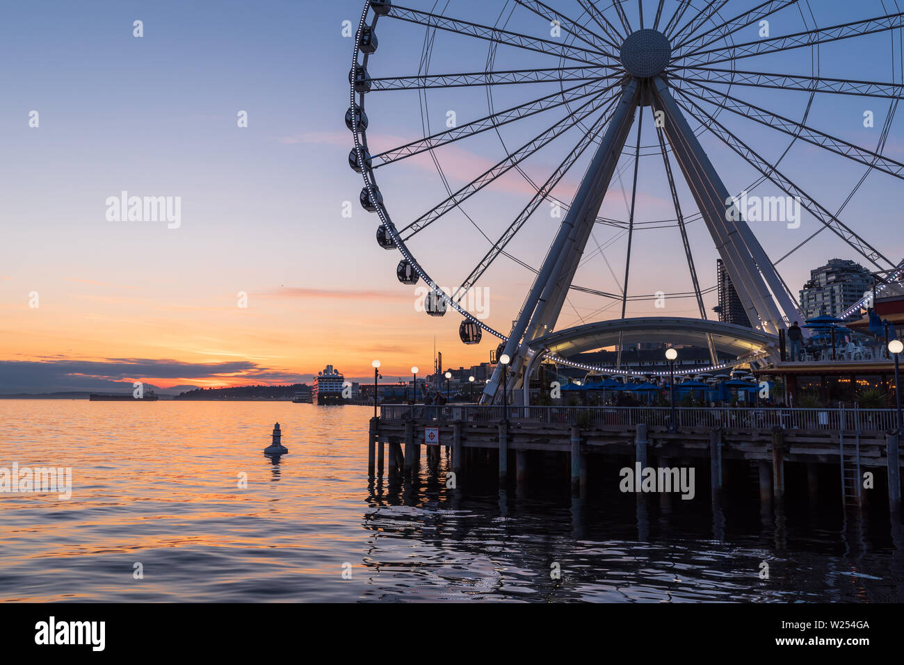 The Seattle Great Wheel is a Ferris wheel on the waterfront at Pier 57 ...