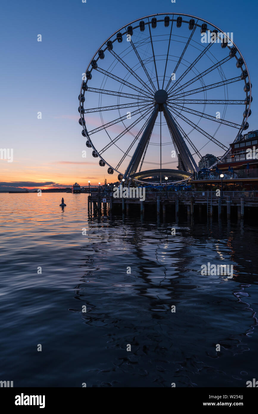The Seattle Great Wheel is a Ferris wheel on the waterfront at Pier 57 ...