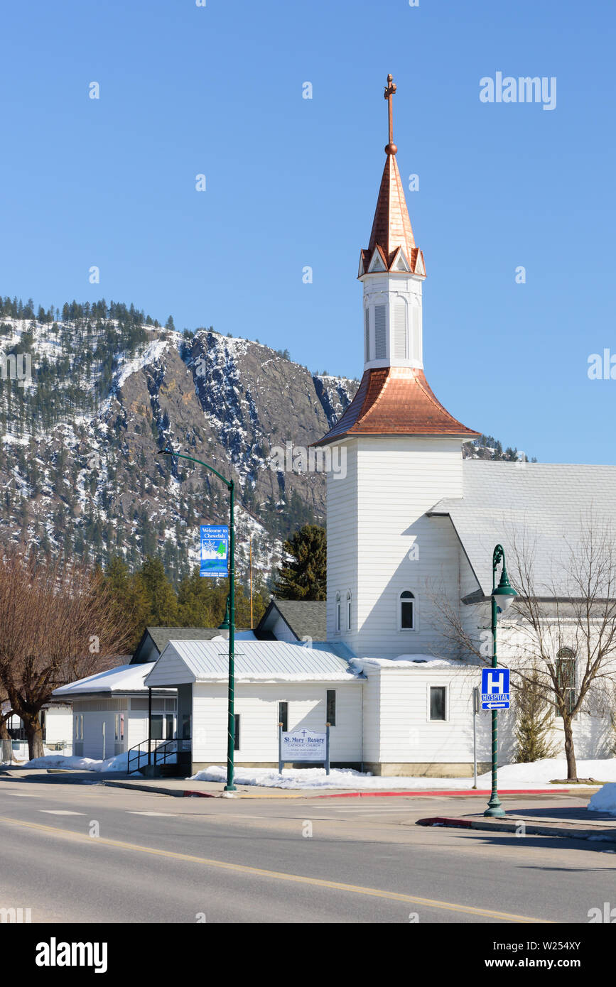Distinctive Saint Mary of the Rosary Catholic Church with copper roof ...