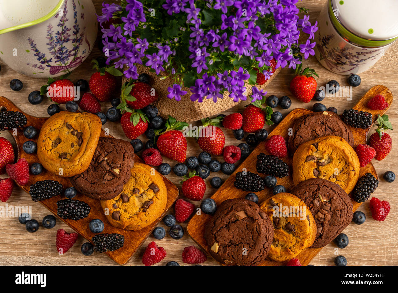 Colorful assorted mix of strawberry, blueberry, raspberry, blackberry ...